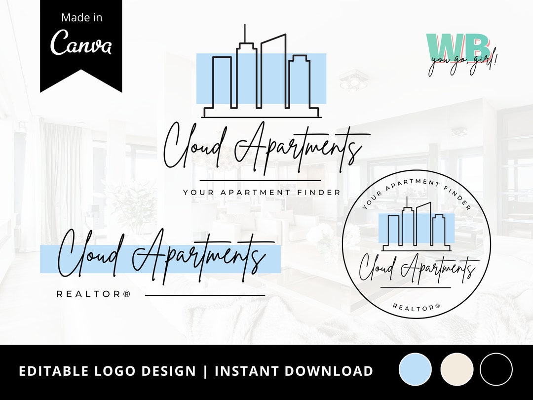 Blue Real Estate Logo Design, Submark Logo, Watermarks - Personalized ...