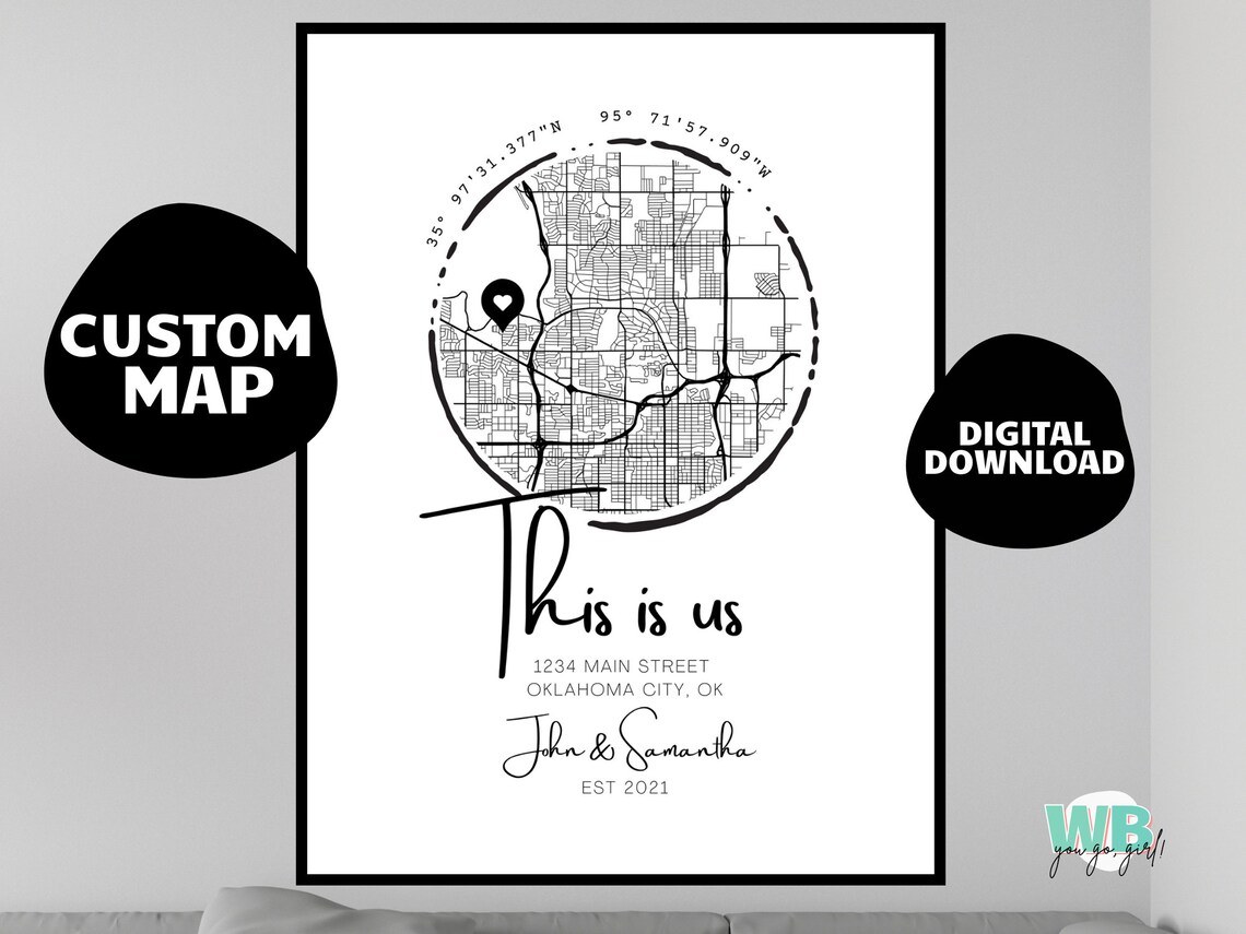 Personalized Map, Custom House Map, Personalized House Warming Gifts ...