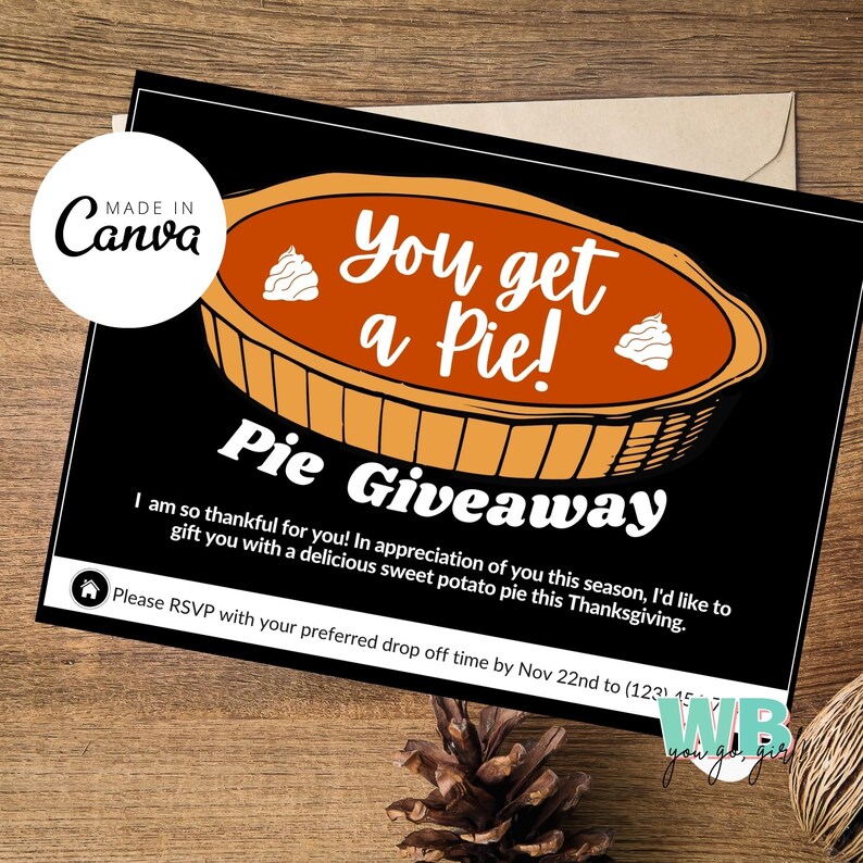 Realtor Pie Giveaway Postcard, Fall Real Estate Card, Realtor Fall ...