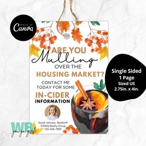 Fall Hot Apple Cider Realtor Pop by Tags, Real Estate Fall Marketing ...