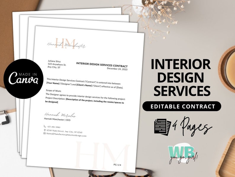 Interior Design Project Contract, Attorney-written Editable Instant ...