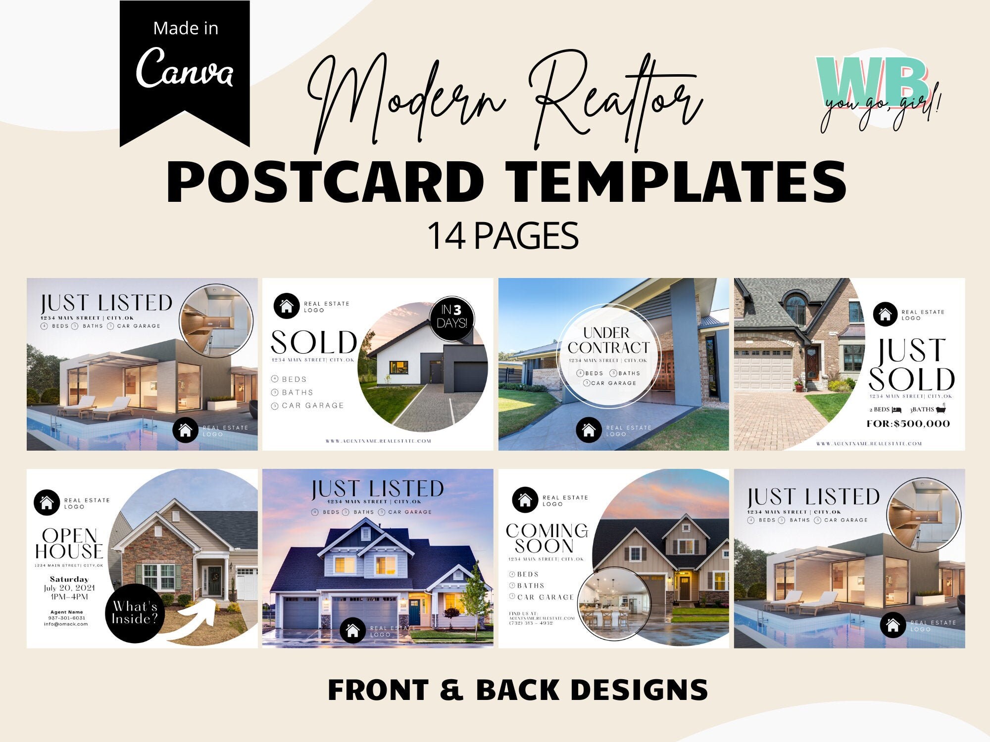 Just Listed Postcards, Just Sold Postcards, Modern Canva Templates ...