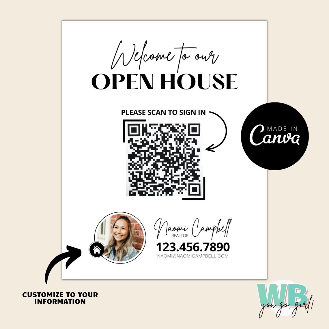 Open House Sign in Sheet W/ QR Code, Realtor Open House, Real Estate ...