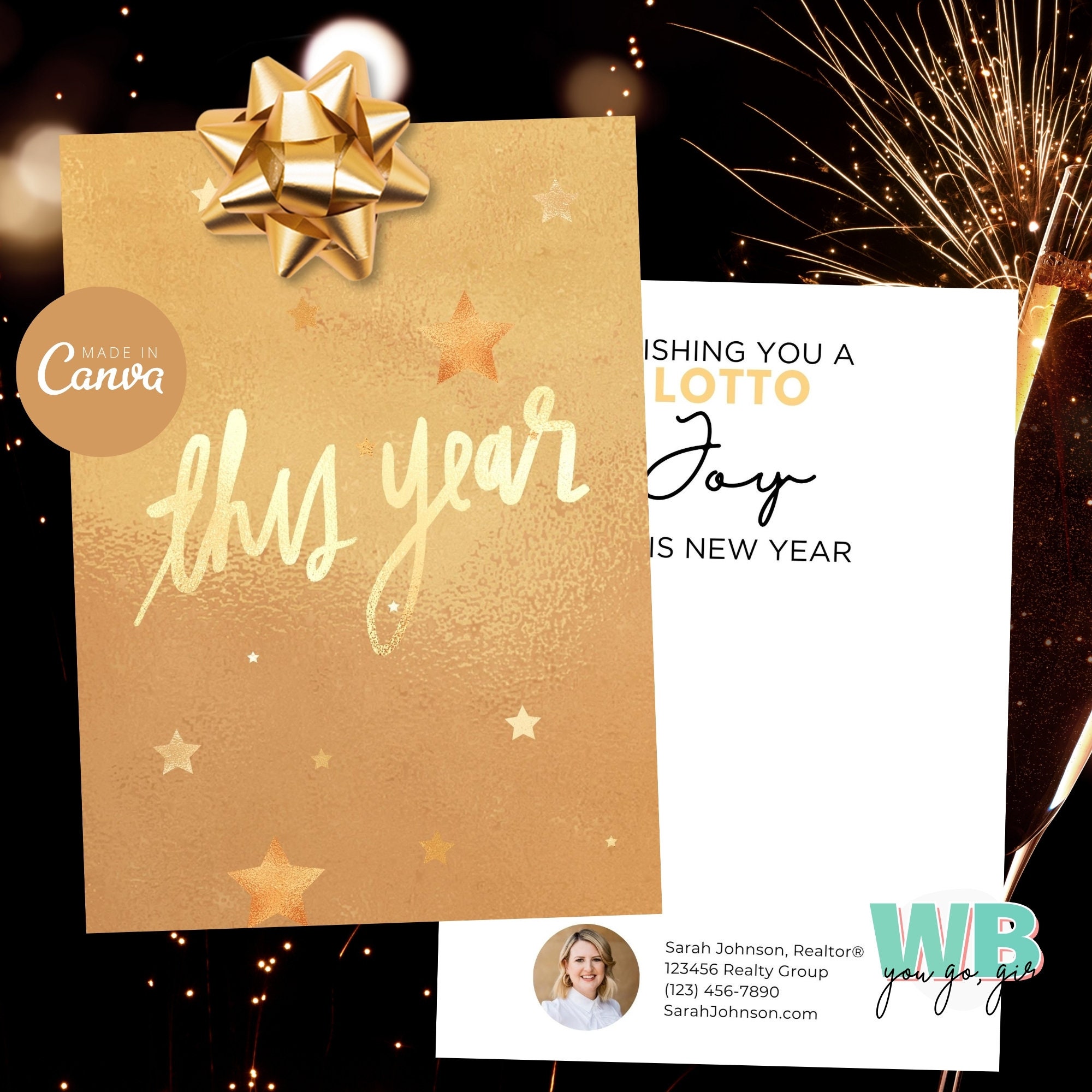 New Year Lottery Ticket Card Template, Happy New Years Gift Card Holder ...