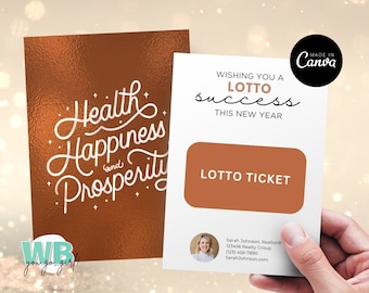 New Year Lottery Ticket Card Template, Happy New Years Gift Card Holder ...