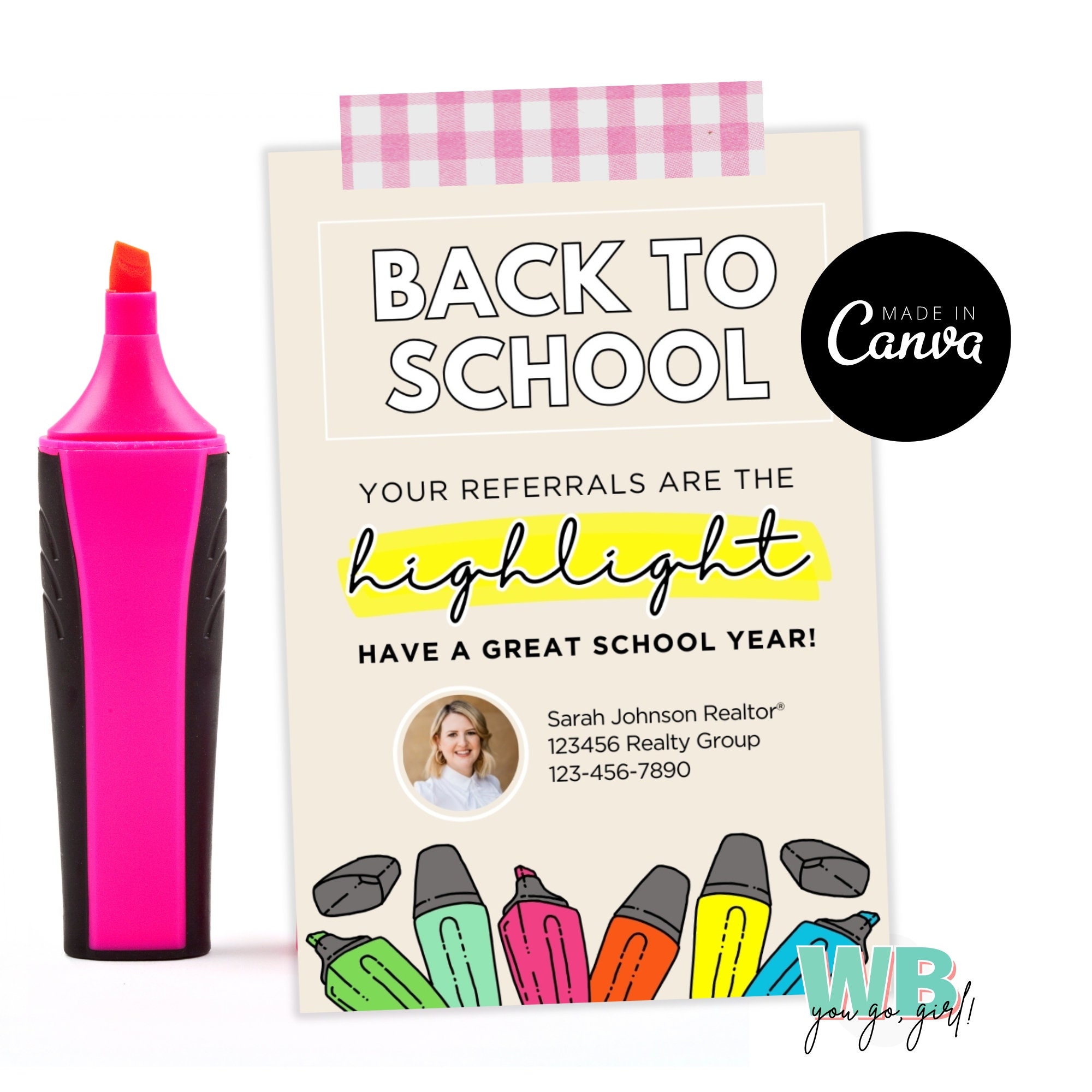 Realtor Back to School Gift Tag, Your Referrals Are the Highlight of My ...