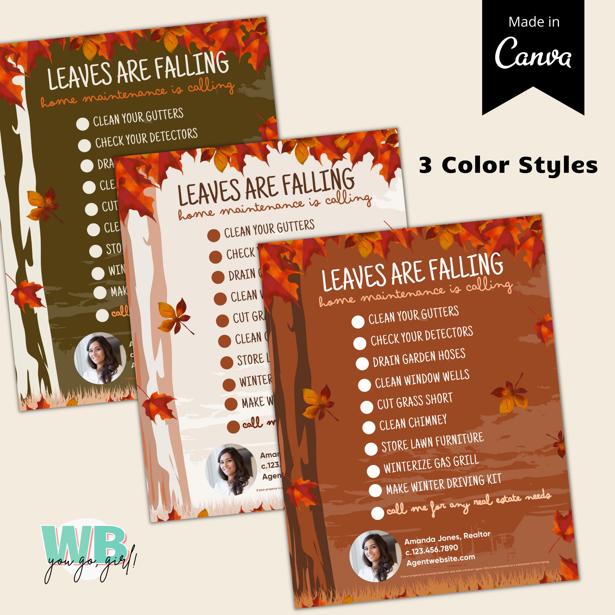 Real Estate Mailer, Fall Home Maintenance, Autumn Season Mailer, Fall ...