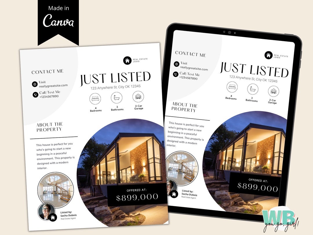 New Listing Flyer, Just Listed Flyer, New Home Flyer, Modern Realtor ...