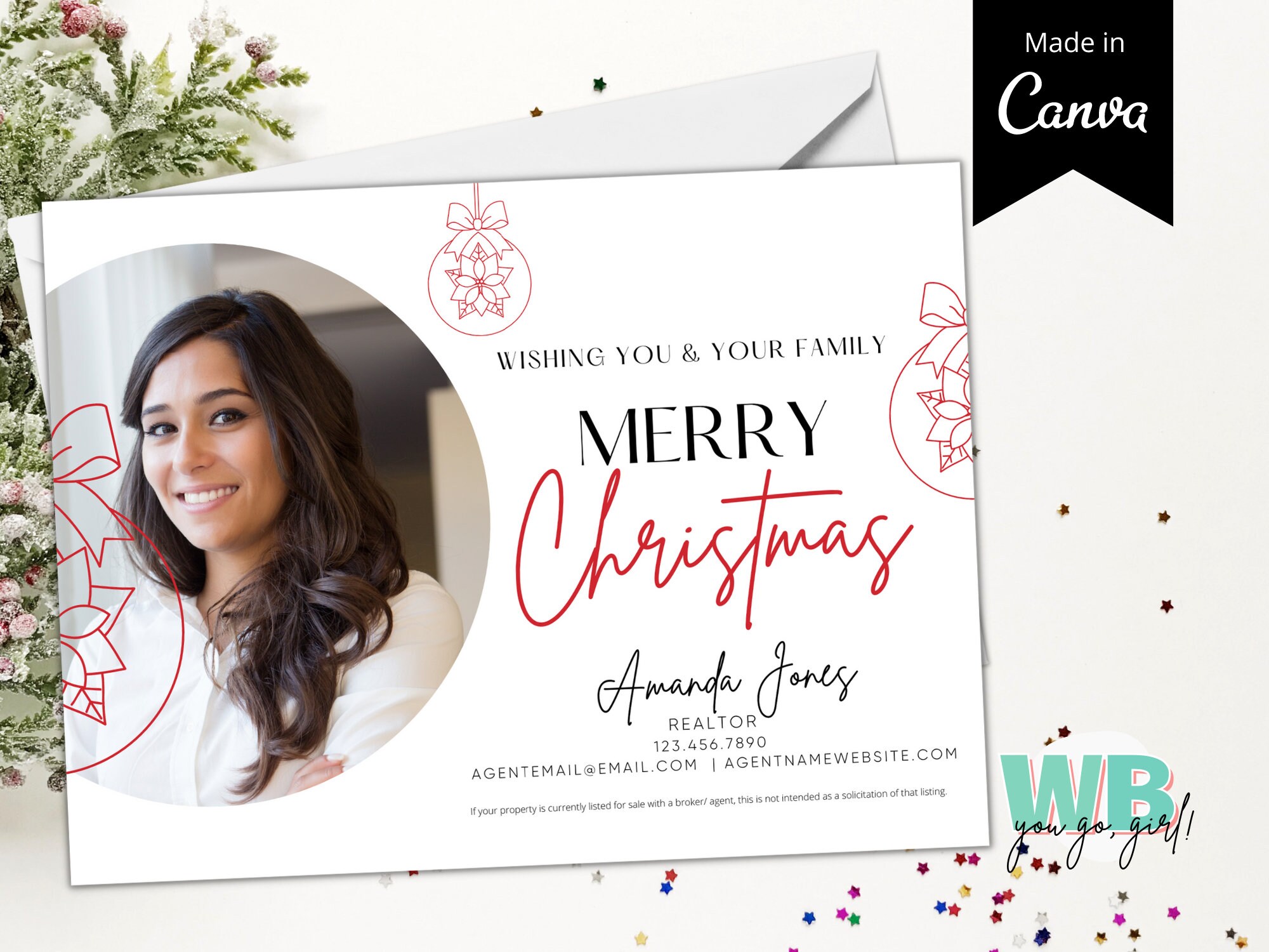 Christmas Real Estate Postcard, Holiday Realtor Marketing, Realtor ...