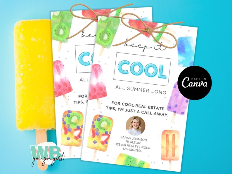 Printable Real Estate Summer Gift Tag, Realtor Popsicle Pop by Tag ...
