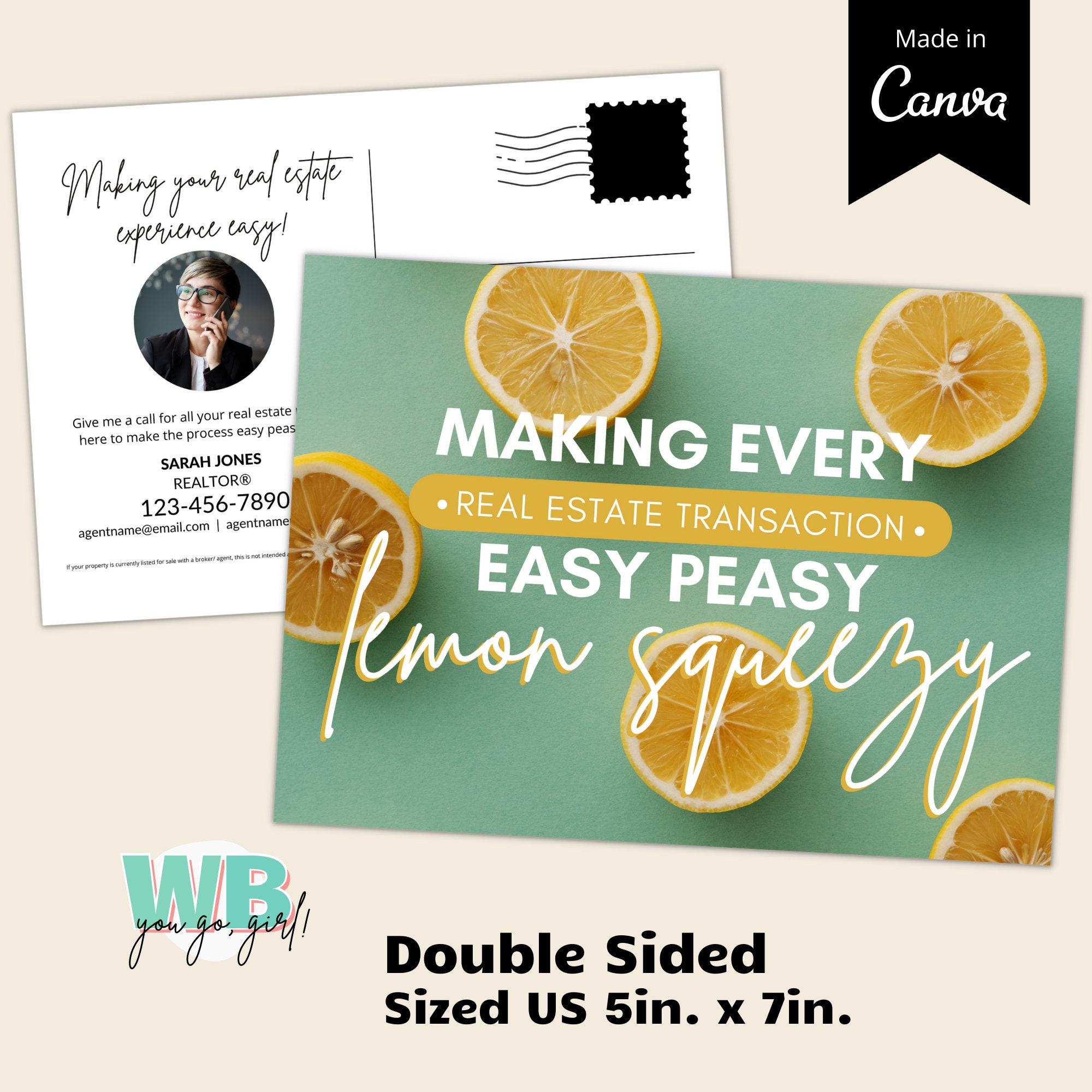 Real Estate Summer Postcard, Real Estate Template, Easy Peasy Lemon ...