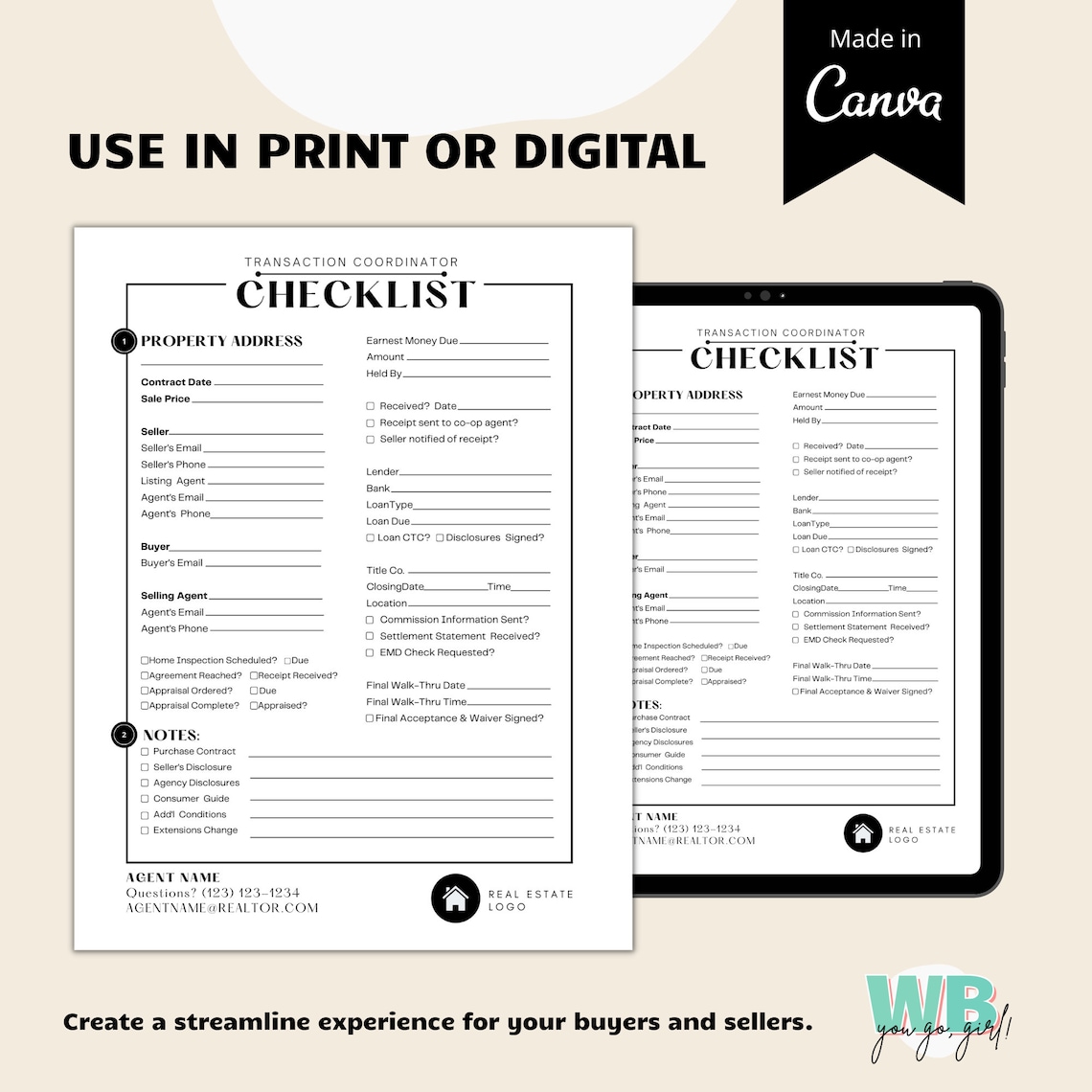 Transaction Coordinator Checklist, Real Estate Transaction Checklist ...
