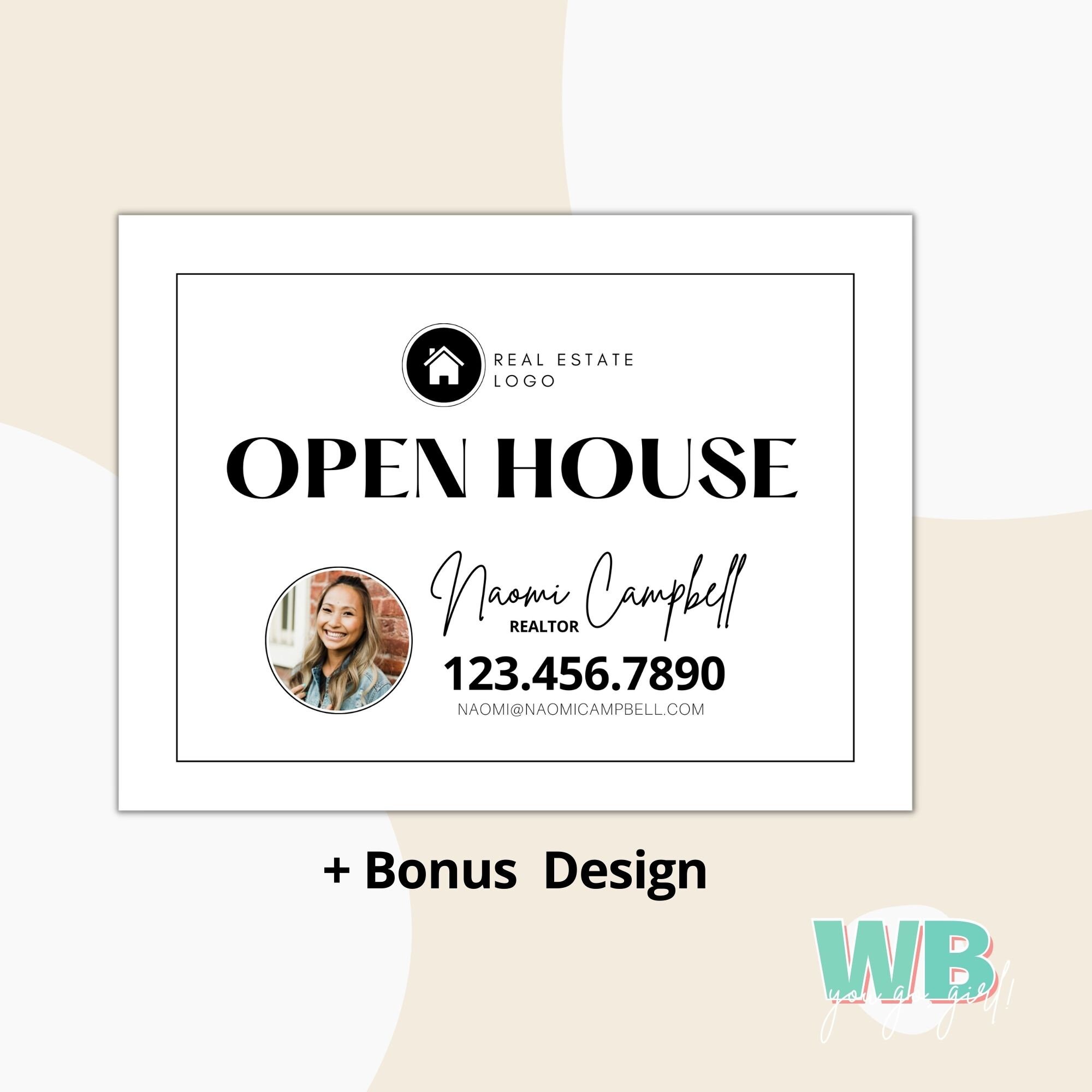 Open House Yard Sign Bundle, Real Estate Sign Template, Agent Open ...