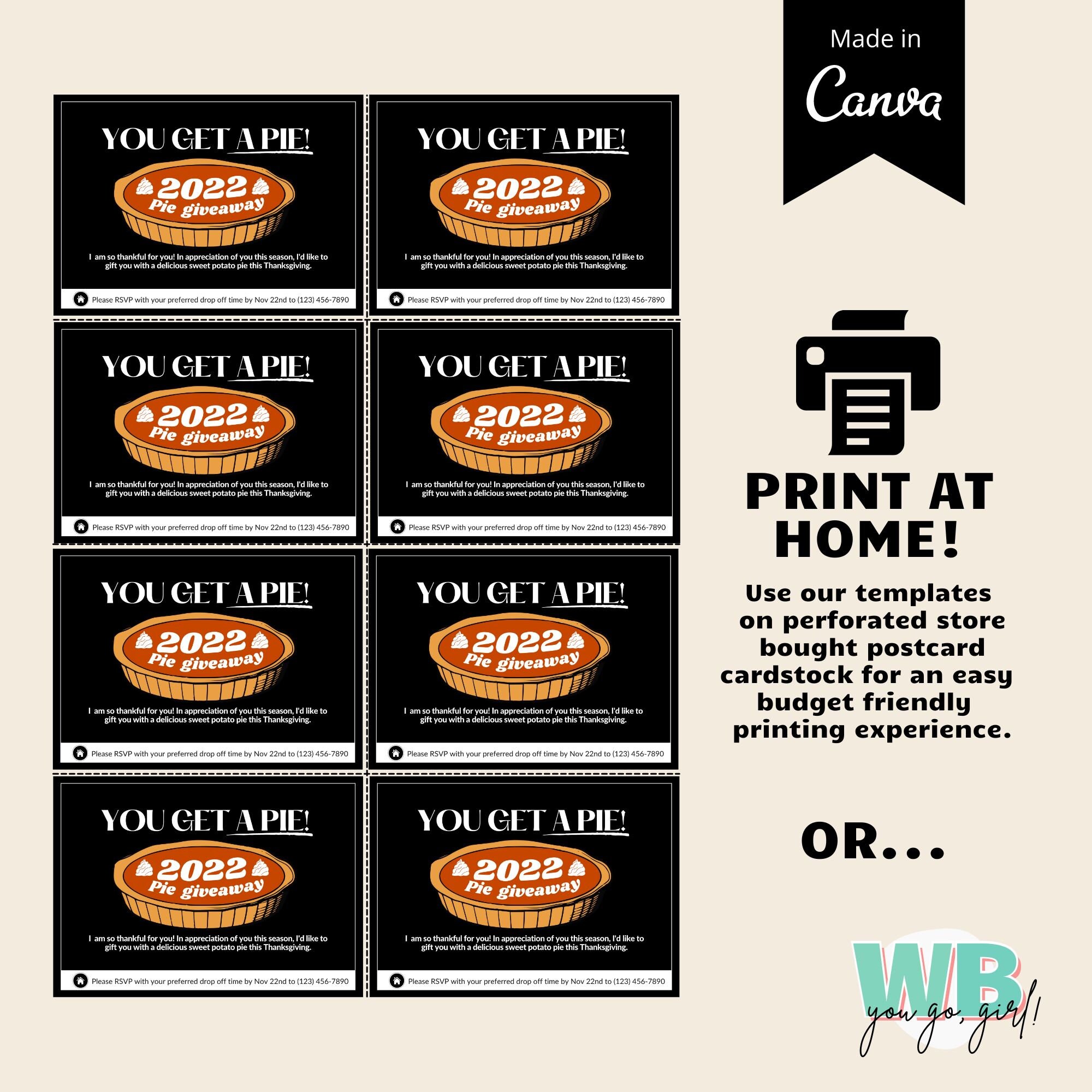 Realtor Pie Giveaway Postcard Fall Real Estate Card Realtor - Etsy