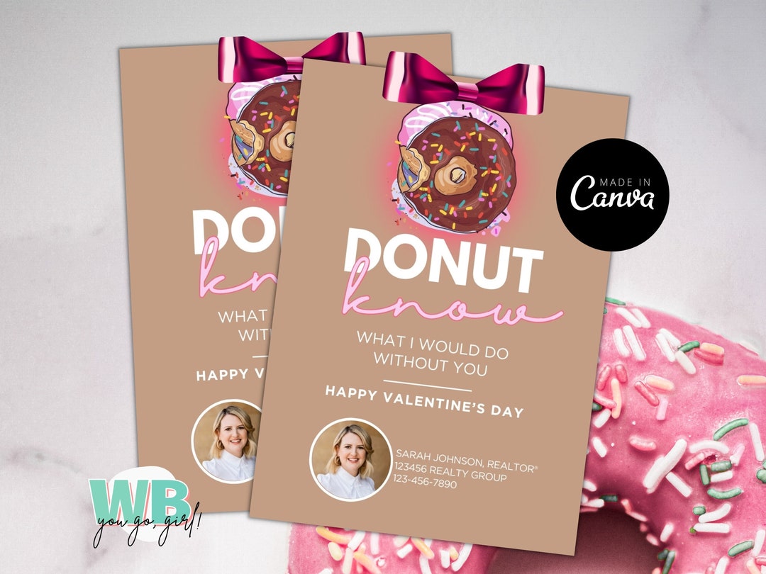 Printable Donut Referral Gift Tags for Business, Valentine Pop by Tag ...