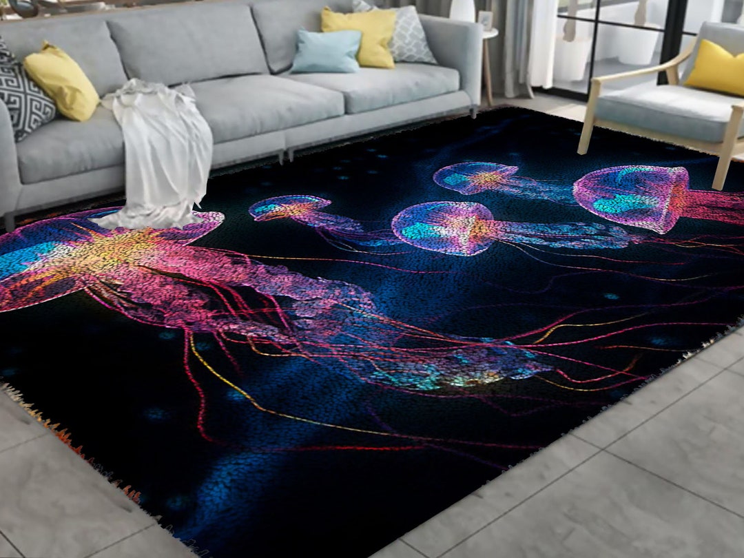 Rainbow Jellyfish Latch Hook Kits, Large Latch Hook Rug Kit for Adults ...