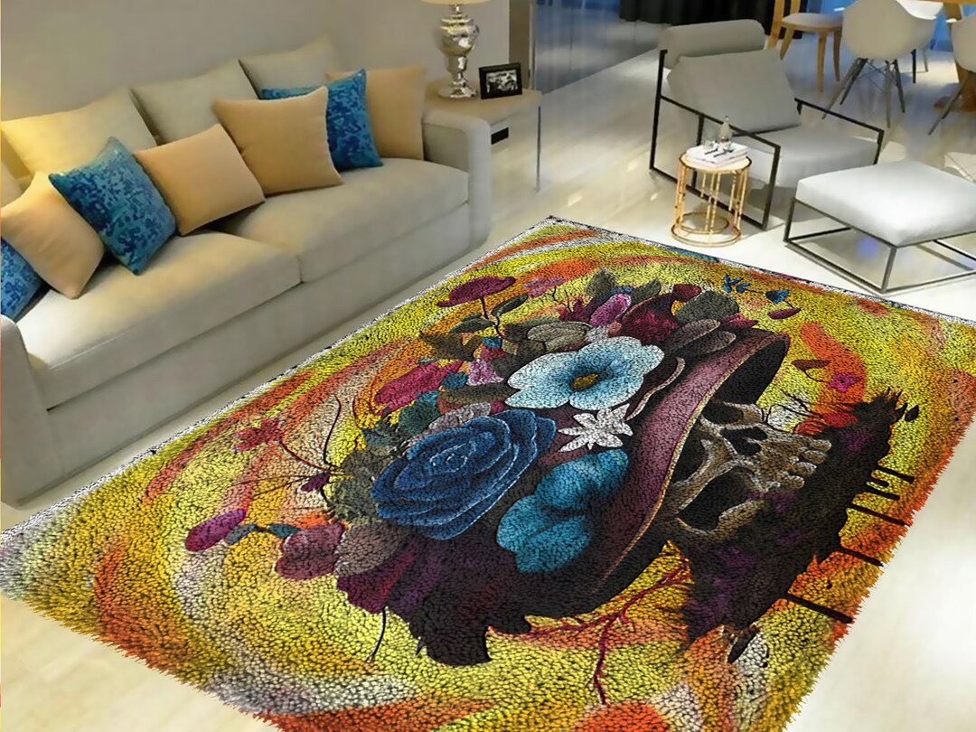 Flower Skull Head Latch Hook Kits, Large Latch Hook Rug Kit for Adults ...