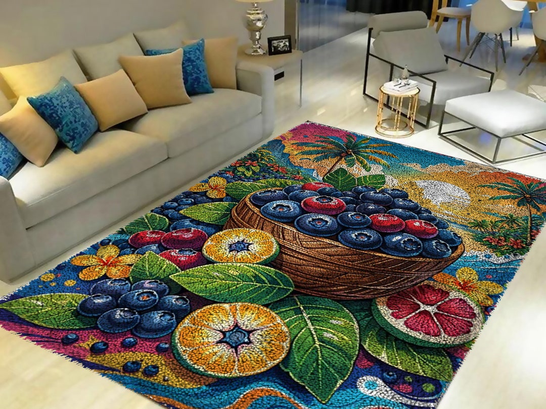Rainbow Fruit Latch Hook Rug Kit: DIY Tapestry Carpet - Etsy