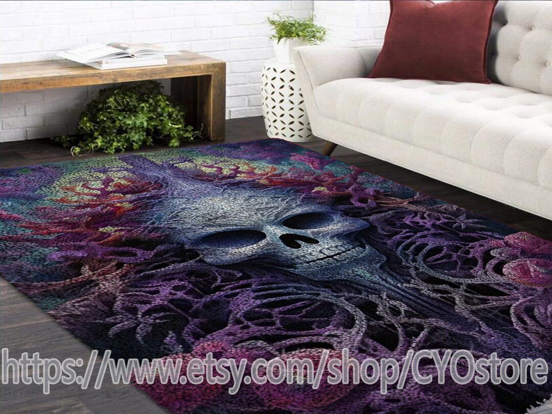 Skull Latch Hook Rug Kit: DIY Tapestry Carpet, Printed Canvas - Etsy