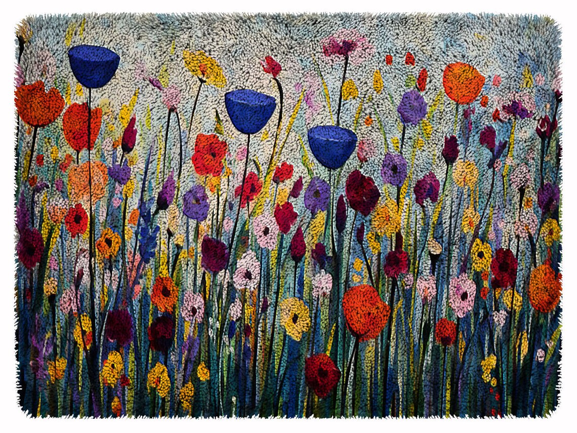 Beautiful Flowers Latch Hook Kits, Large Latch Hook Rug Kit for Adults ...