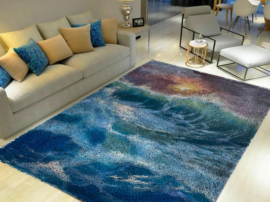 Beautiful Seascape Latch Hook Kits, Large Latch Hook Rug Kit for Adults ...
