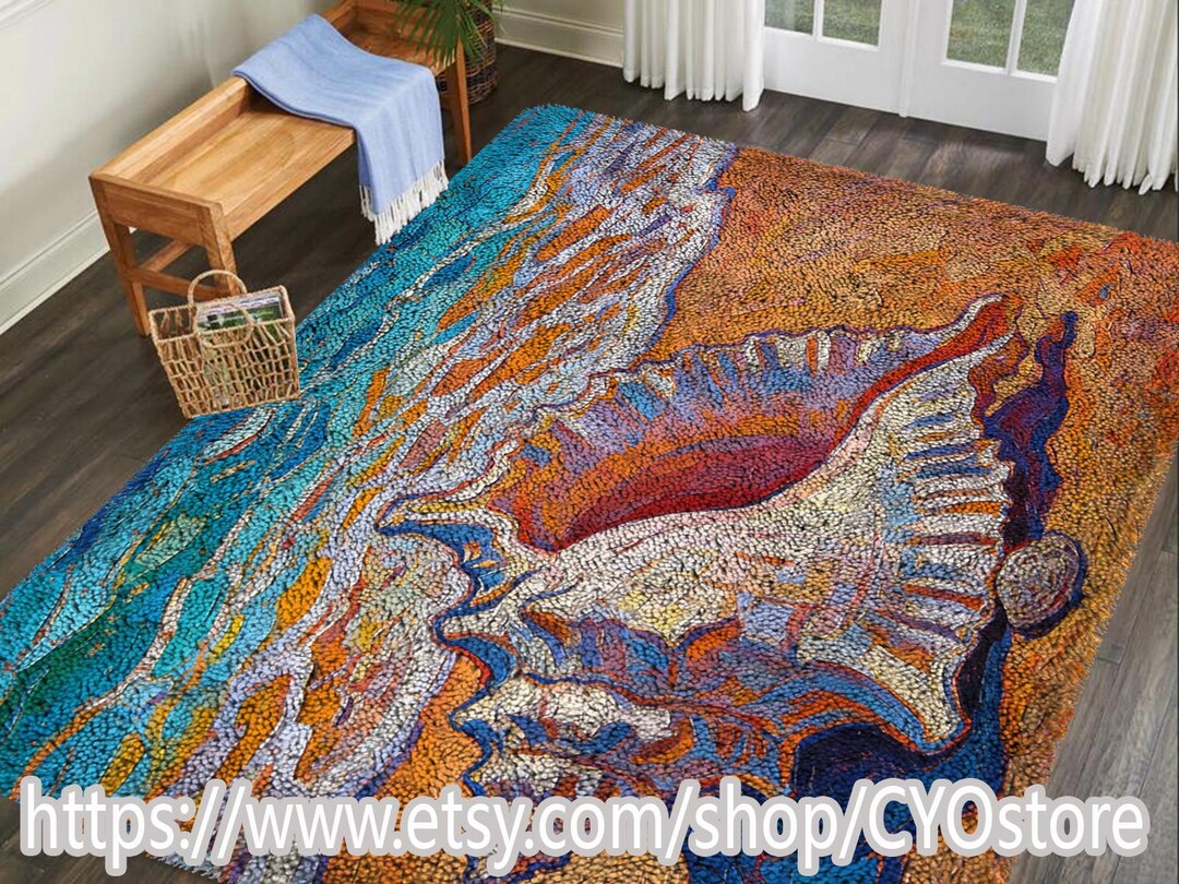 Conch Latch Hook Kit – DIY Rug, Pre-printed Canvas - Etsy