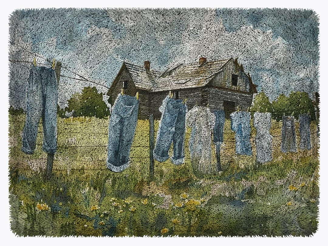 Farm Clothesline Latch Hook Rug Kit: Rustic Home Decor - Etsy