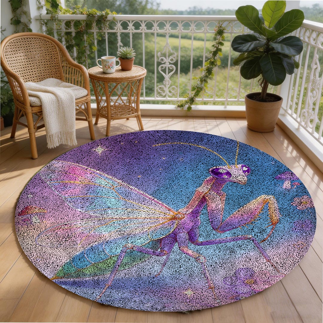 Praying Mantis Round Rug Latch Hook Kit: DIY Home Decor Craft - Etsy