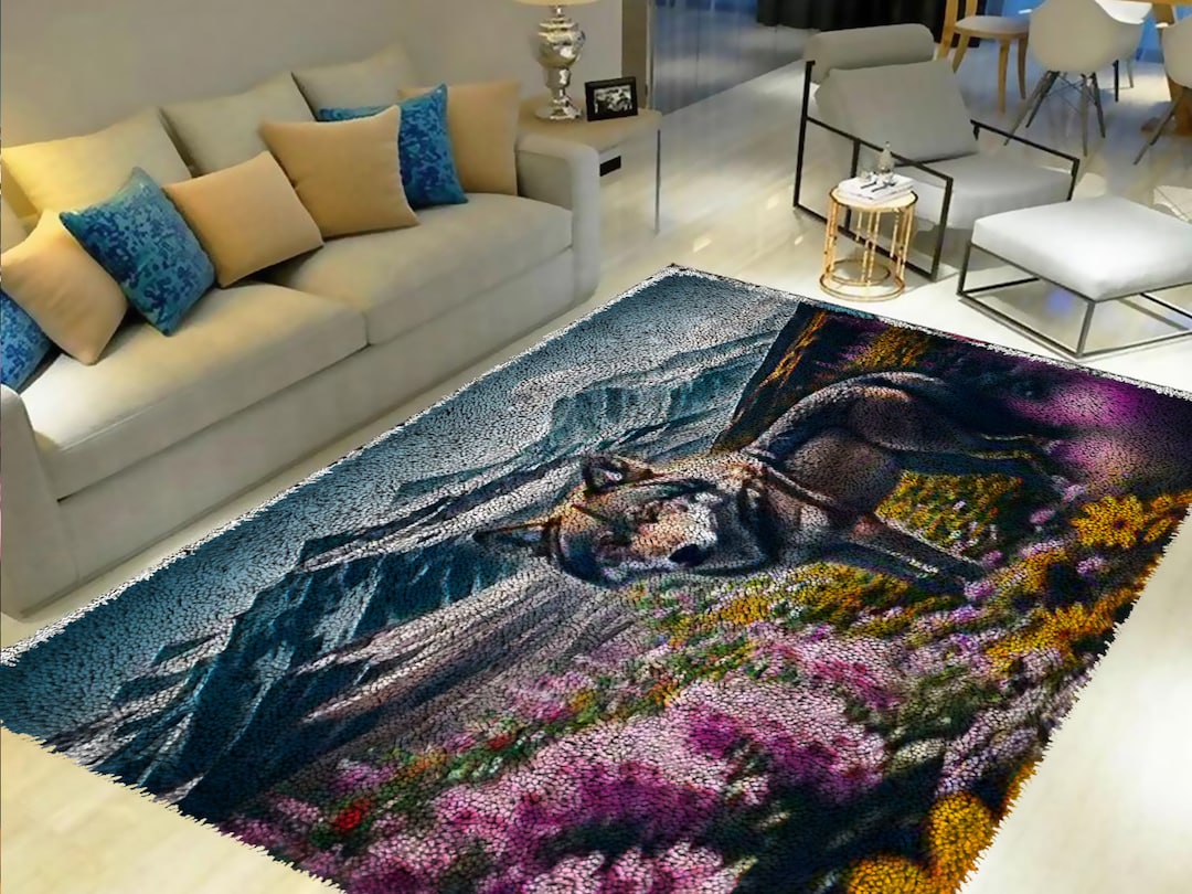 Snow Mountain Wolf Latch Hook Kits, Large Latch Hook Rug Kit for Adults ...