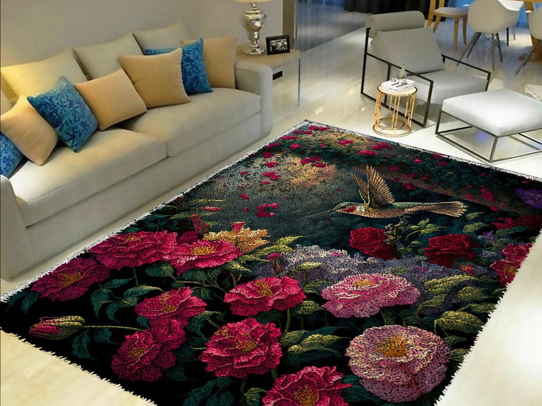 Hummingbird Flower Latch Hook Rug Kits Monroe Carpet Embroidery Do It ...