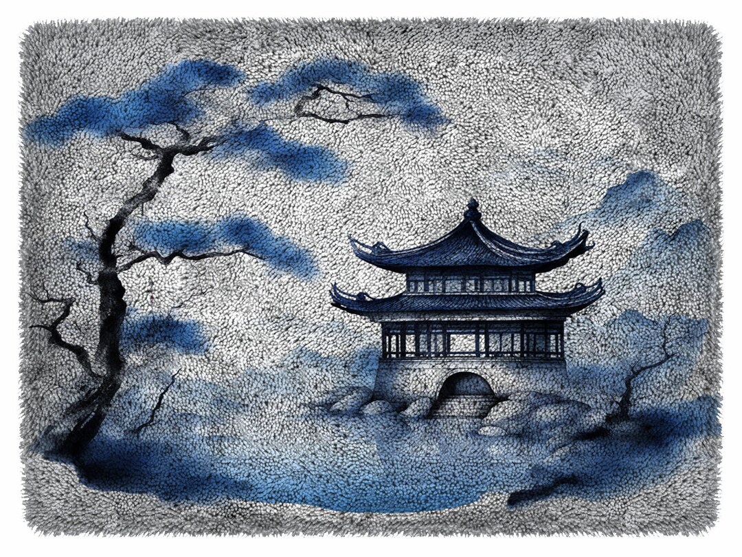 Blue Moon Tower Latch Hook Kit: DIY Tapestry Carpet, Room Decor/all ...