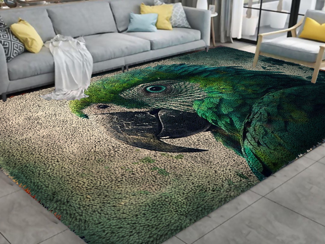 Green Headed Parrot Latch Hook Kits, Large Latch Hook Rug Kit for ...