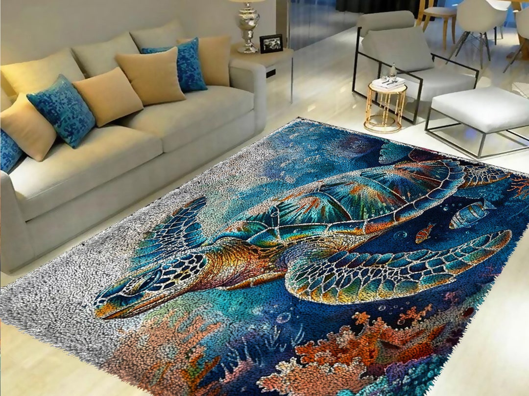 Sea Turtle Latch Hook Kits, Large Latch Hook Rug Kit for Adults Latch ...