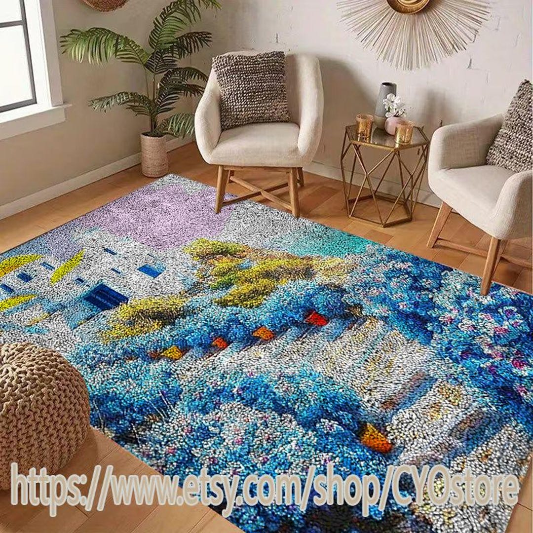 Fash-seaside Latch Hook Rug Kit: Coastal Home Decor, DIY Craftchristmas ...