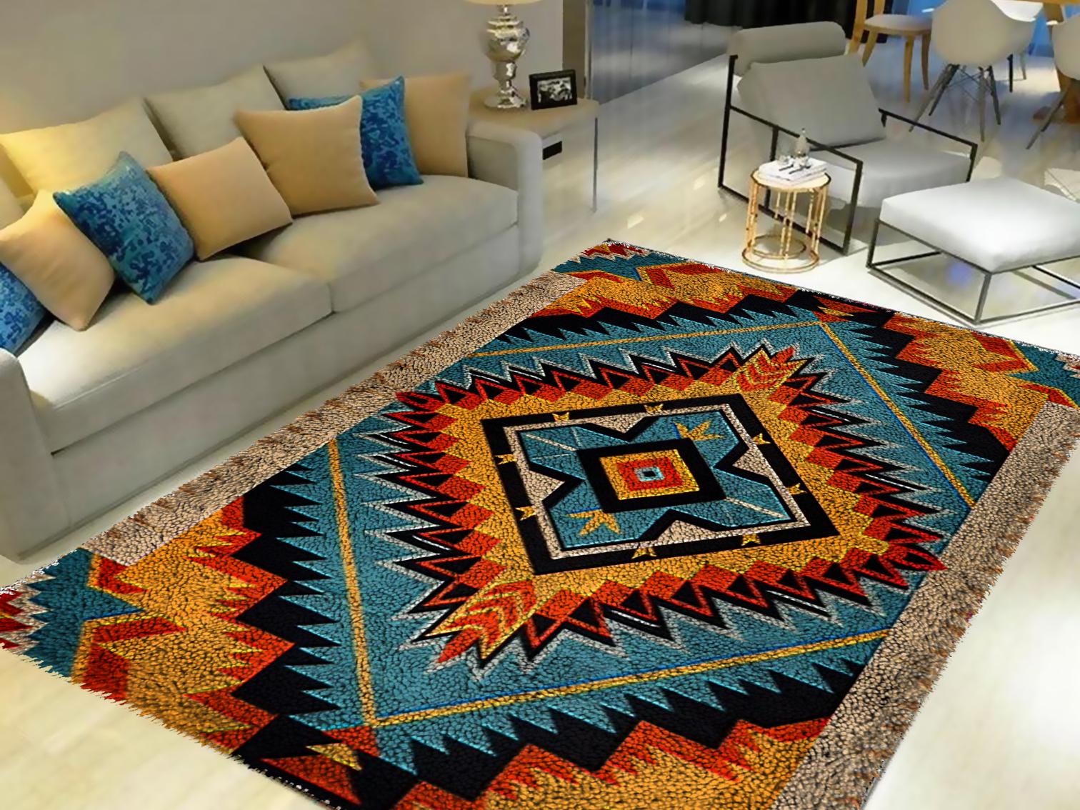 Latch Hook Rug Kit: Geometric Ethnic Needlework, Tapestry Carpet Diy ...