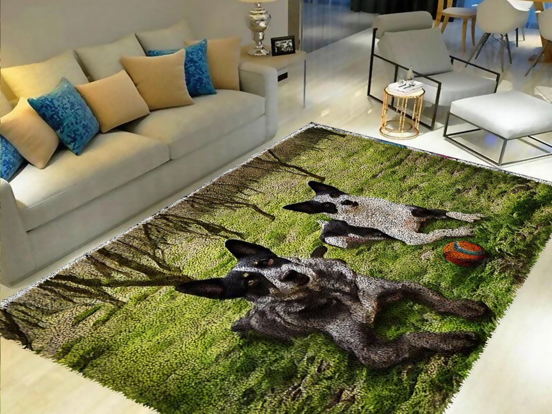 Forest Dog Latch Hook Kits, Large Latch Hook Rug Kit for Adults Latch ...