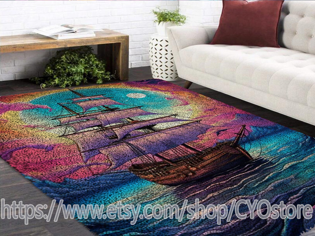 Sailing Ship Latch Hook Rug Kit: DIY Printed Canvas Tapestry - Etsy