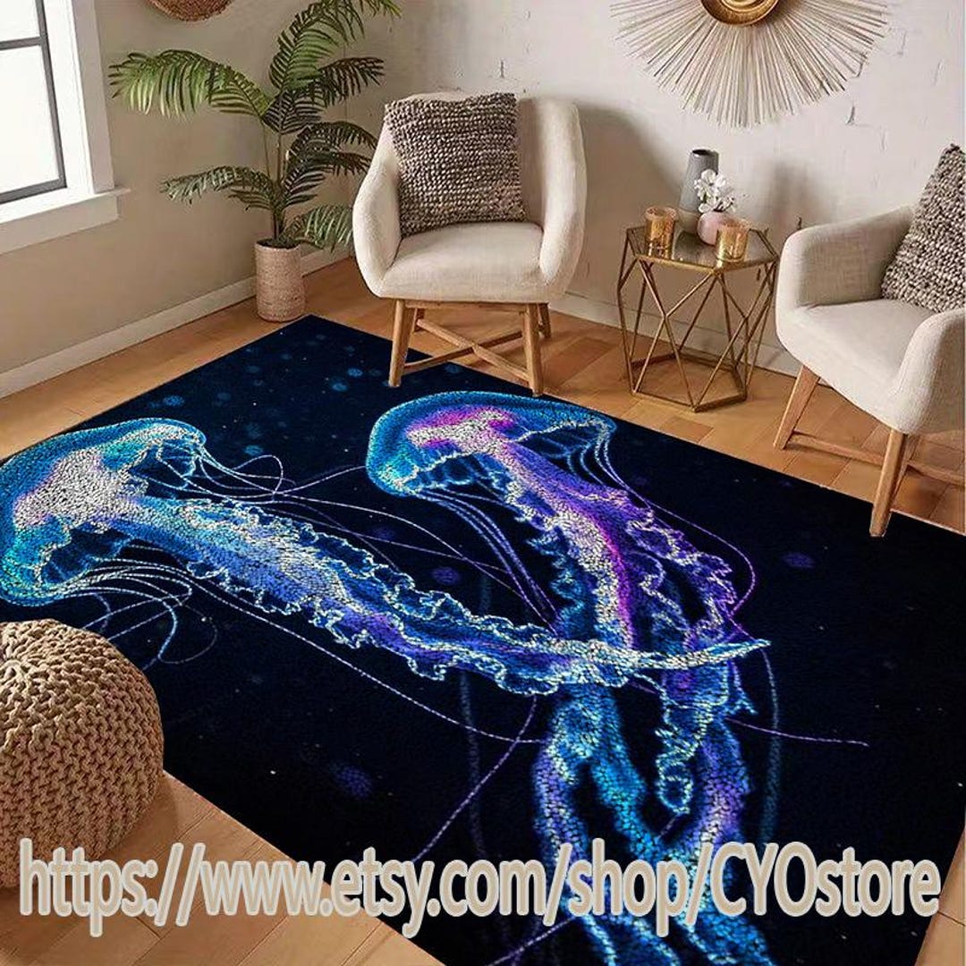 Jellyfish Latch Hook Rug Kit: DIY Tapestry, Home Decor Craft - Etsy