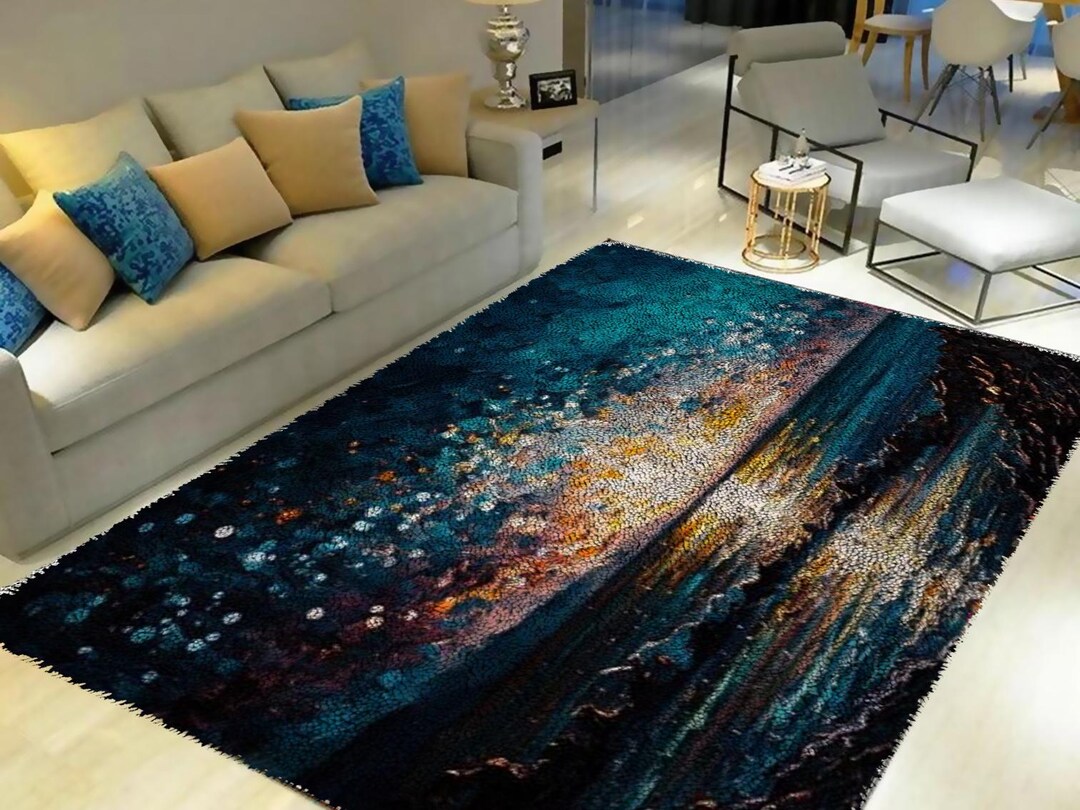 Starry Ocean Carpet Latch Hook Kits, Large Latch Hook Rug Kit for ...