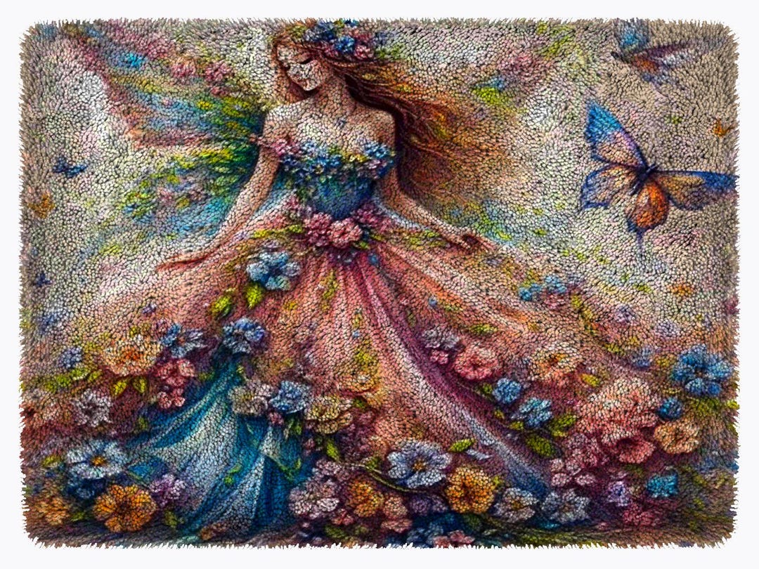 Butterfly Princess Latch Hook Rug Kit: Floral Tapestry DIY - Etsy UK