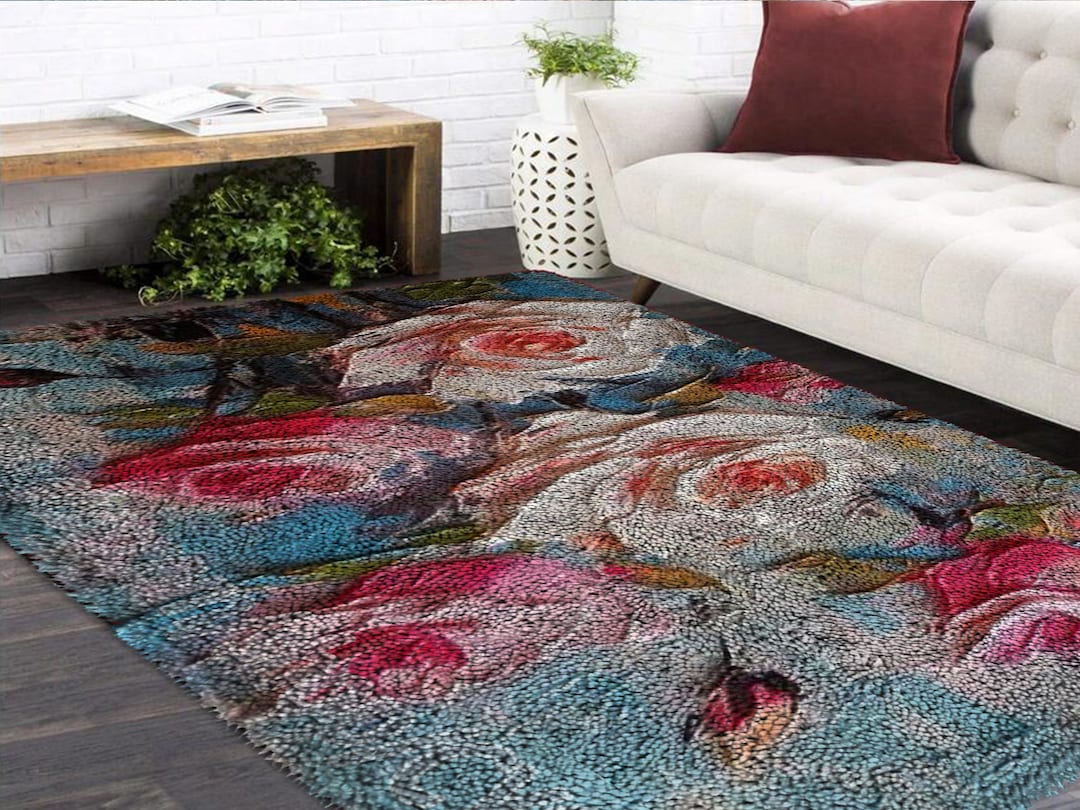 Flowers Latch Hook Kits, Large Latch Hook Rug Kit for Adults Latch Hook ...