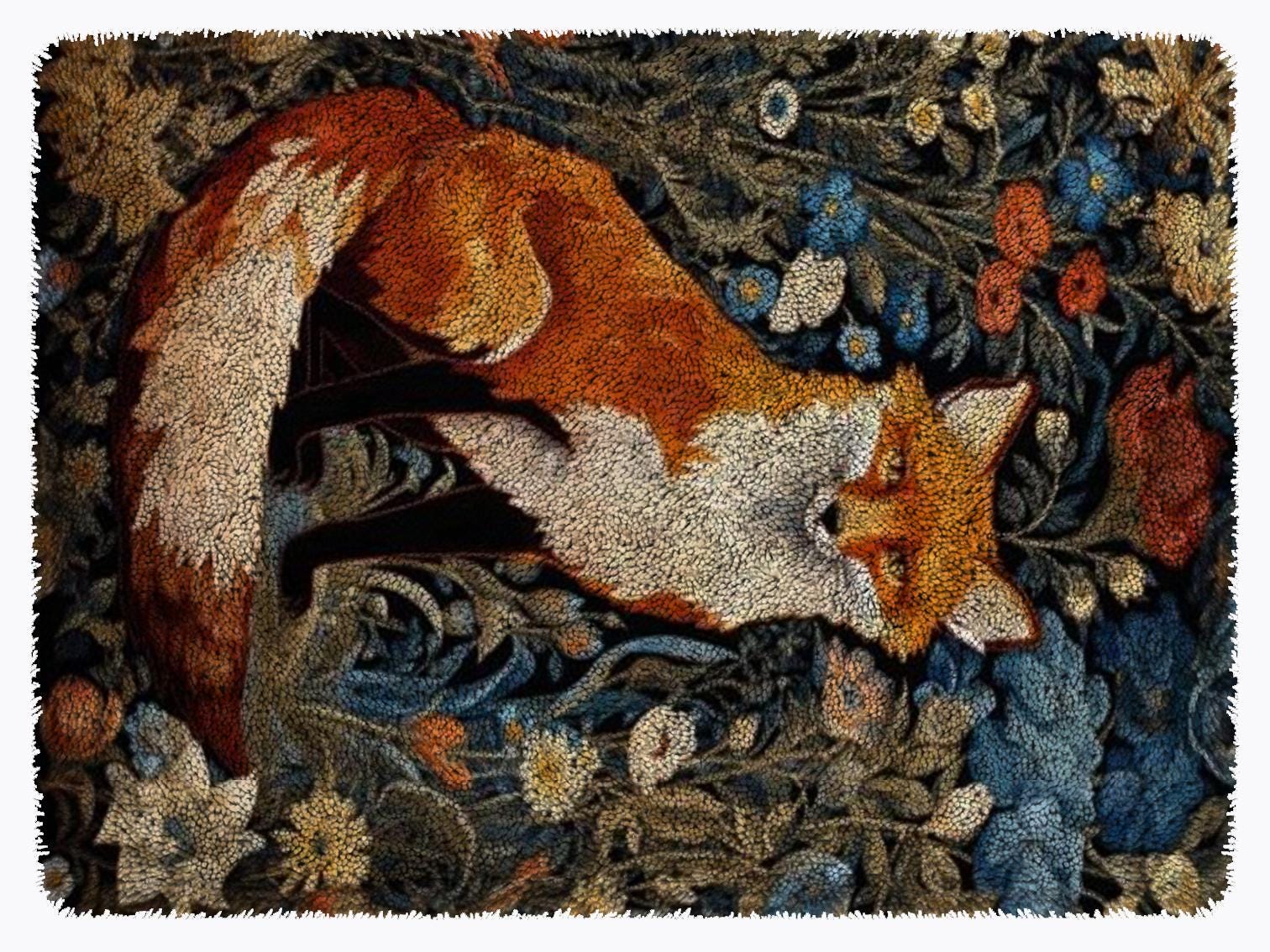 Fox Latch Hook Rug Kit: Printed Canvas, DIY Carpet - Etsy