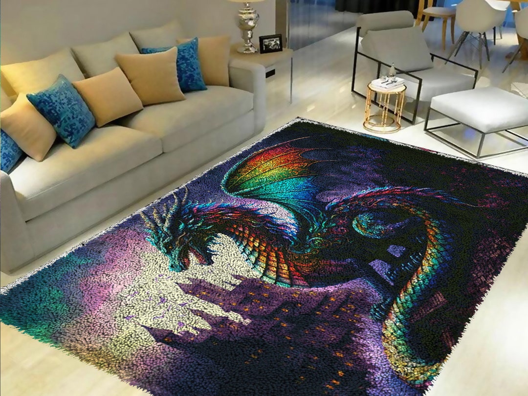 Rainbow Flying Dragon Latch Hook Rug Kits Monroe Carpet Embroidery Do ...