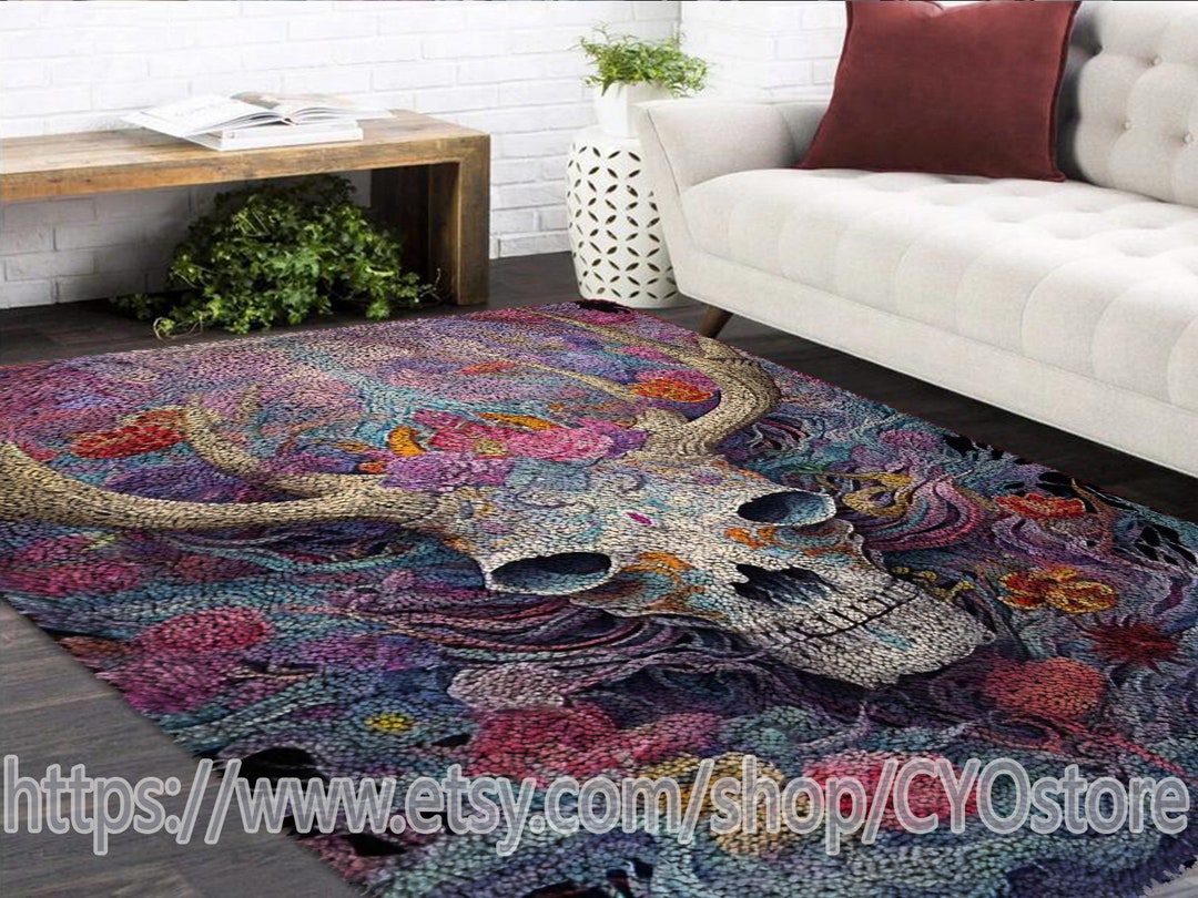 Floral Skull Latch Hook Rug Kit: DIY Tapestry Carpet for Adults - Etsy