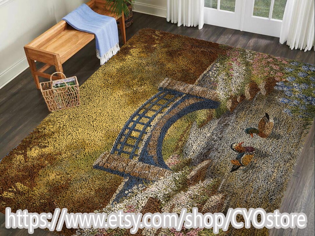 Wild Duck Latch Hook Kit: DIY Rug Making Craft Pre-printed Canvas With ...