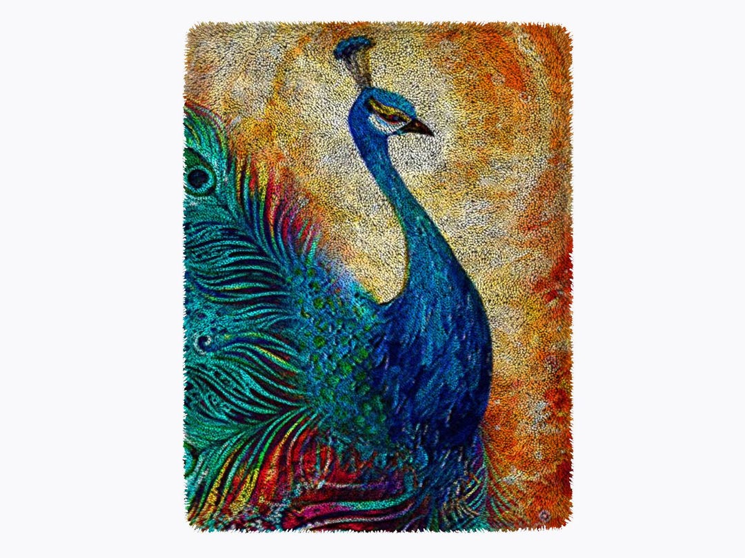 Basket Peacock Latch Hook Kits, Large Latch Hook Rug Kit for Adults ...
