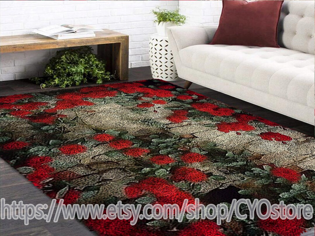 Red Roses Latch Hook Rug Kits Embroidery DIY Pattern Crochet Needlework ...
