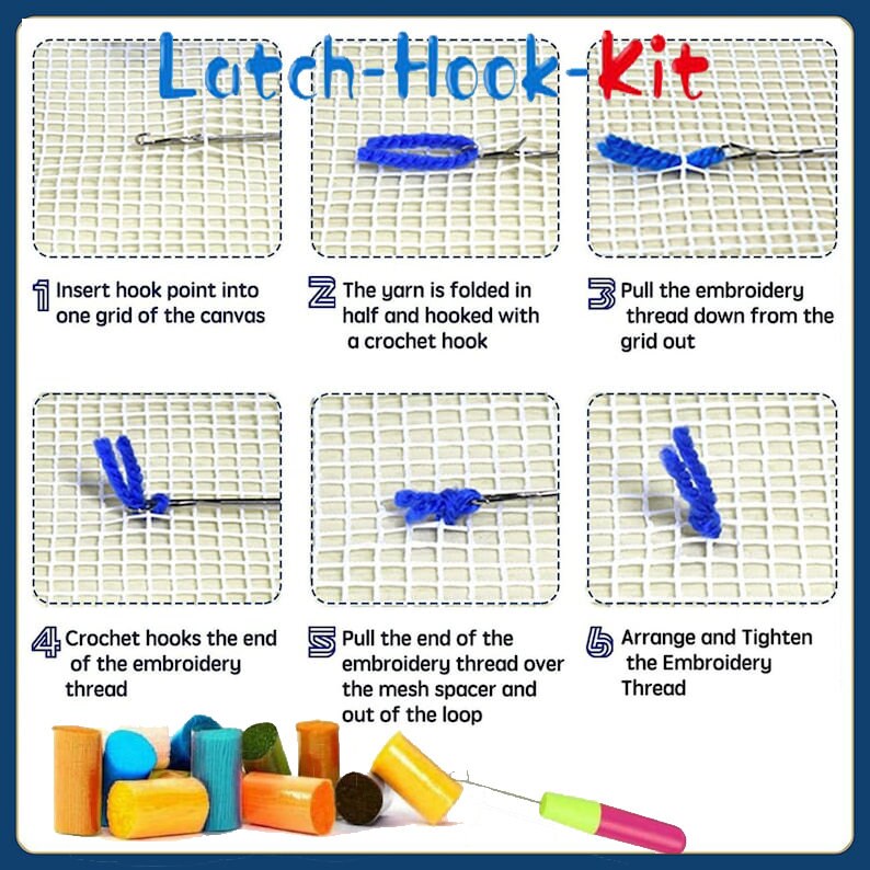 Latch Hook Rug Kit: Bohemian Ethnic Printed Canvas, DIY Craft - Etsy UK