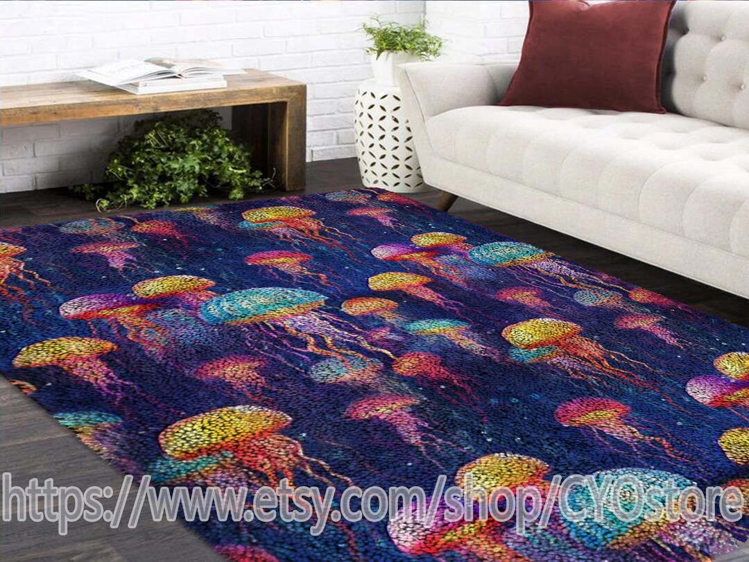Jellyfish Latch Hook Rug Kit: Large DIY Craft With Printed Canvas - Etsy