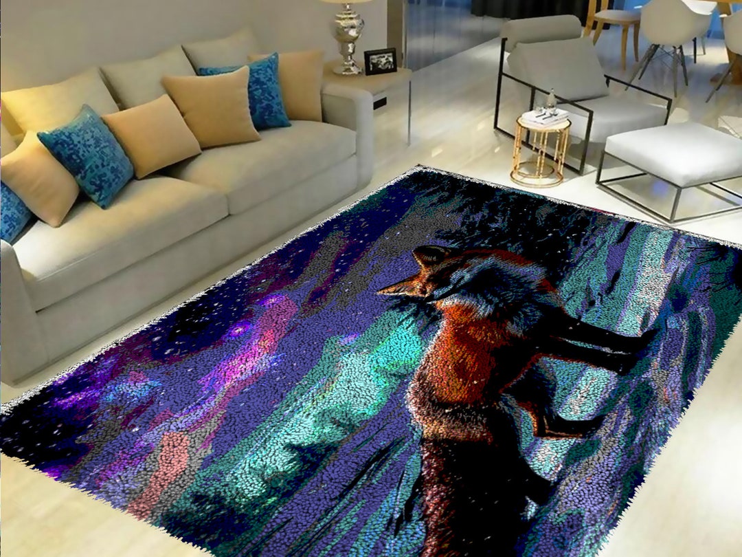 Snowfield Fox Latch Hook Rug Kit: DIY Tapestry Carpet Craft/all ...
